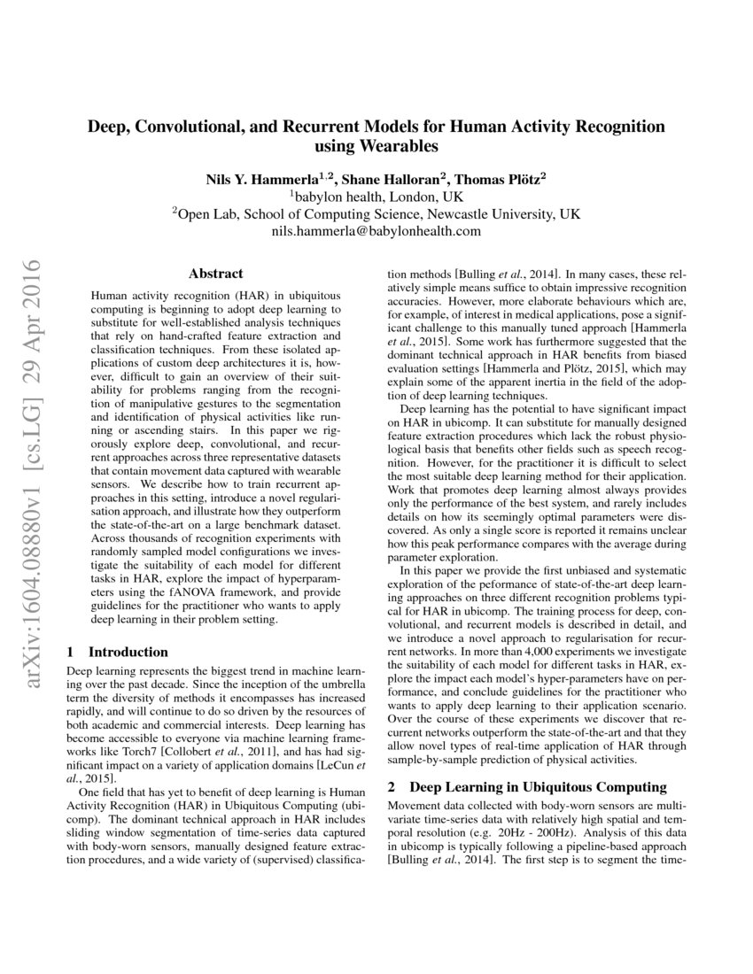 Deep Convolutional And Recurrent Models For Human Activity