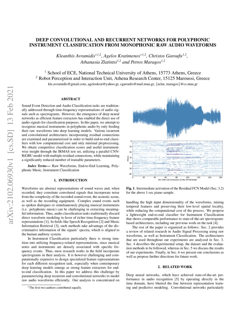 Deep Convolutional and Recurrent Networks for Polyphonic Instrument Classification from ...