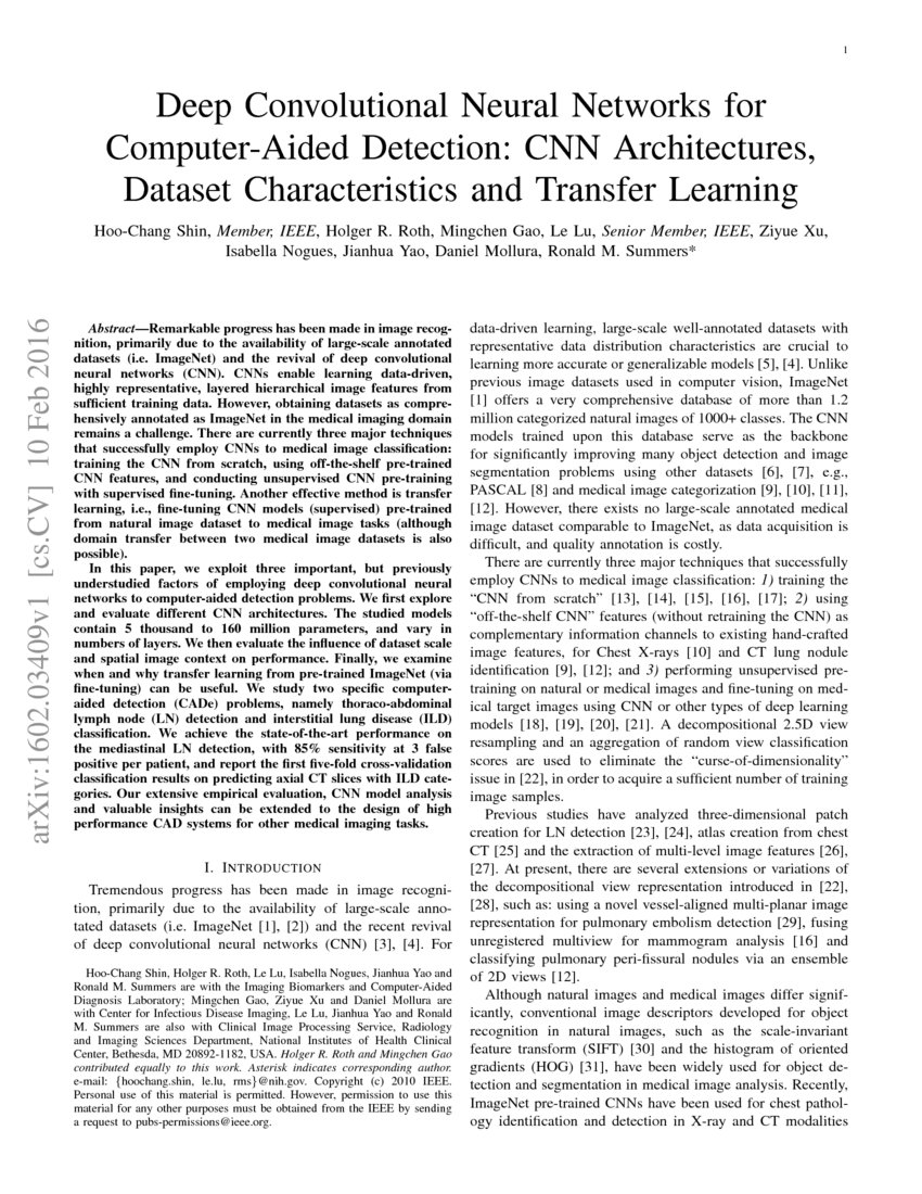 Deep Convolutional Neural Networks For Computer Aided Detection Cnn