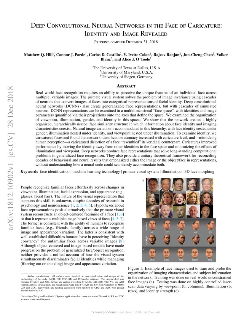 Deep Convolutional Neural Networks In The Face Of Caricature Identity