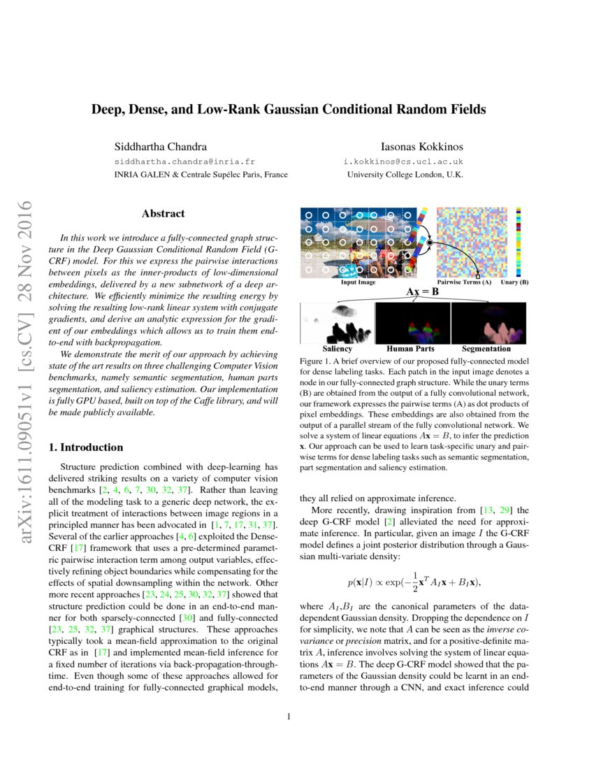 Deep Dense And Low Rank Gaussian Conditional Random Fields Deepai