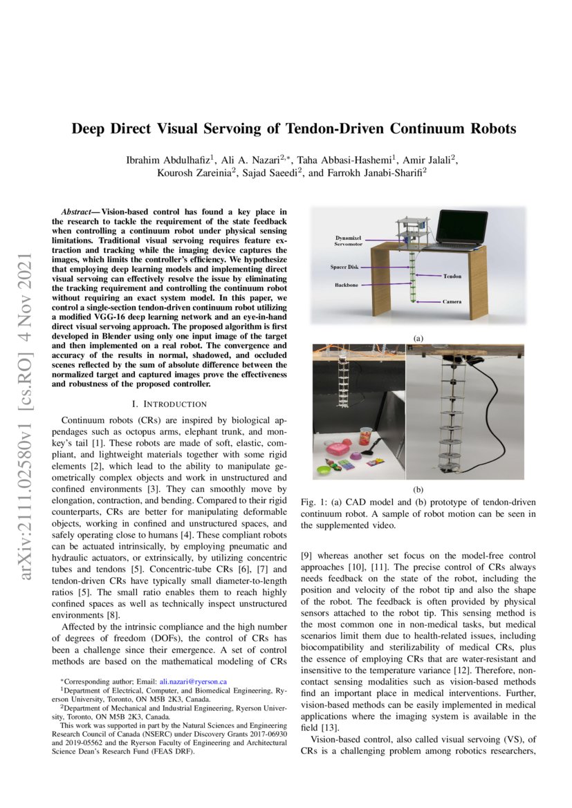 Deep Direct Visual Servoing of Tendon-Driven Continuum Robots | DeepAI