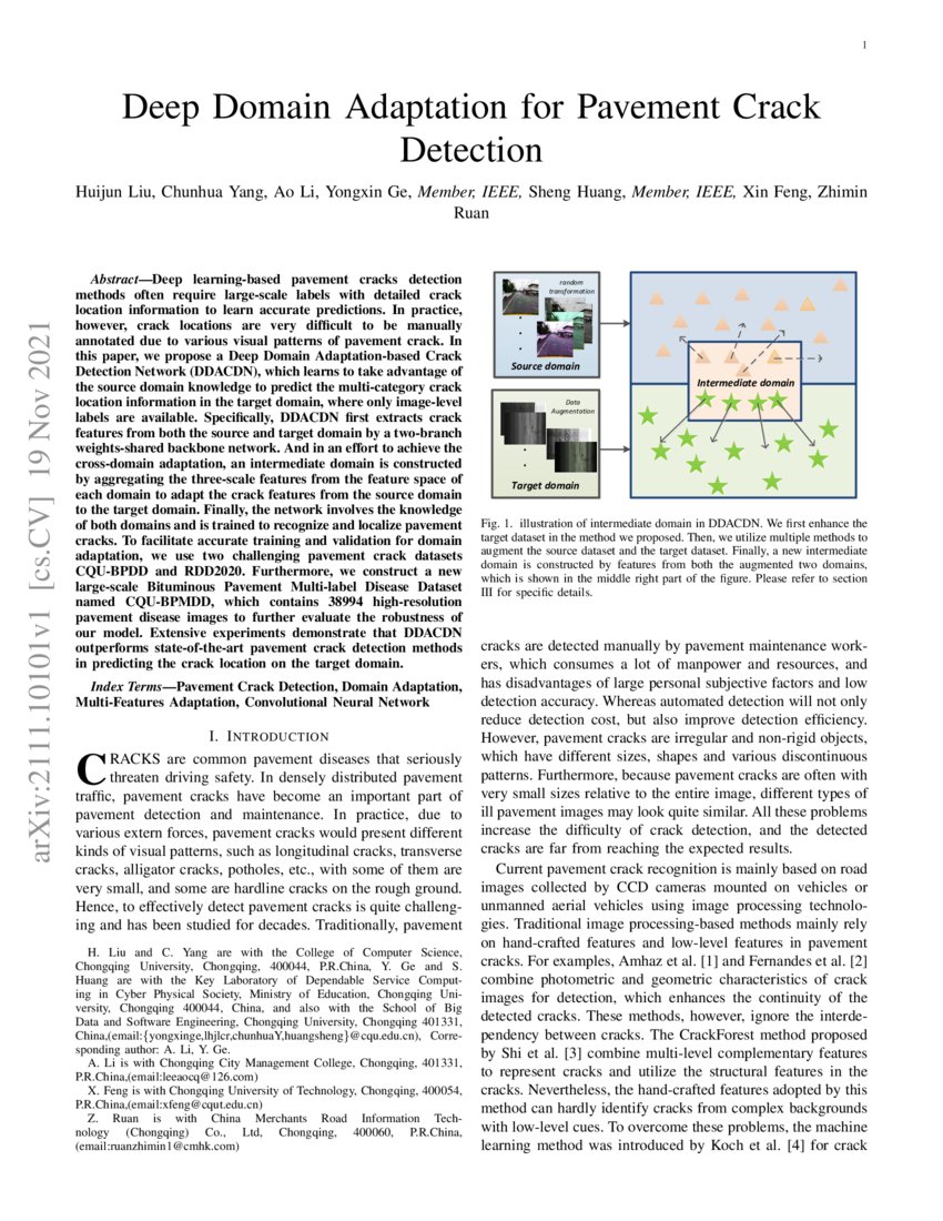 Deep Domain Adaptation For Pavement Crack Detection Deepai 