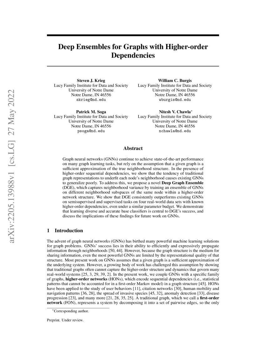 Deep Ensembles for Graphs with Higher-order Dependencies | DeepAI
