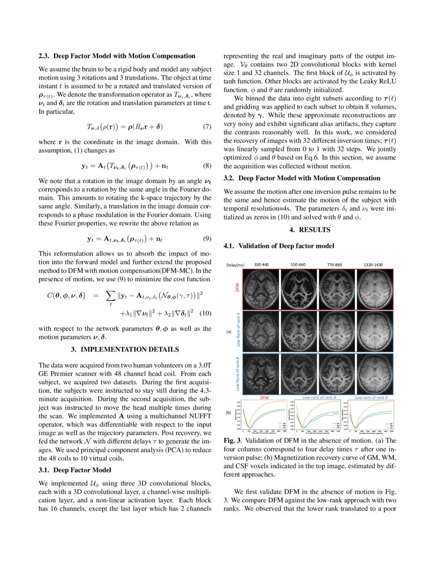Deep Factor Model: A Novel Approach for Motion Compensated Multi-Dimensional MRI | DeepAI