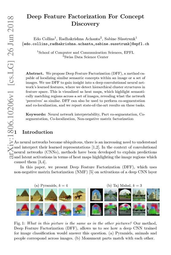 Deep Feature Factorization For Concept Discovery | DeepAI