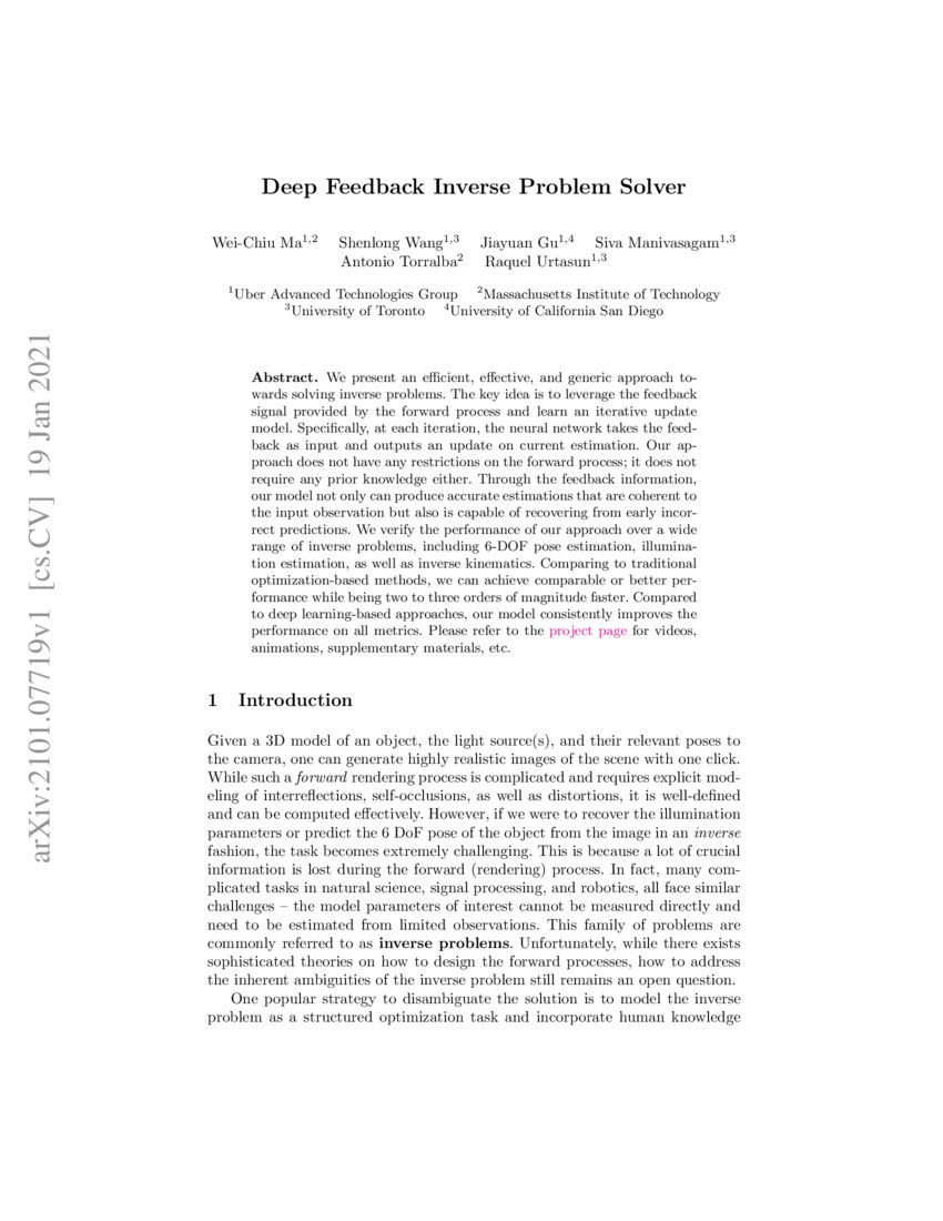 Deep Feedback Inverse Problem Solver | DeepAI