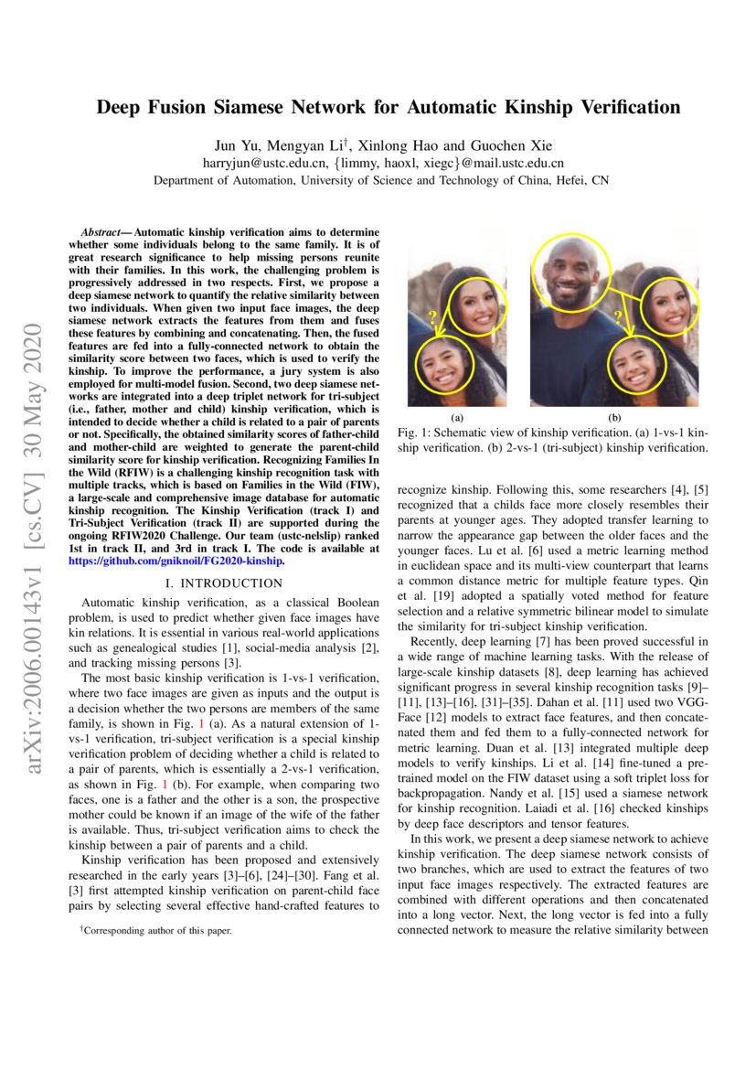 Deep Fusion Siamese Network For Automatic Kinship Verification Deepai