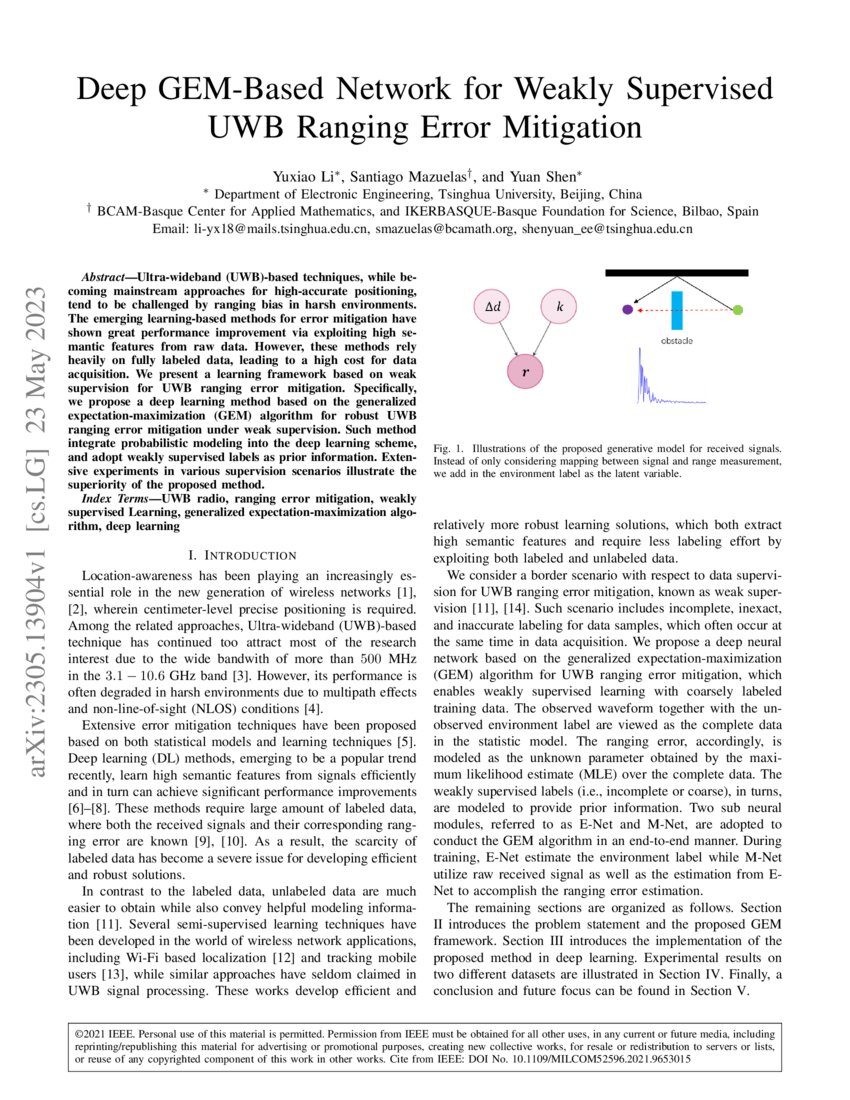 Deep Gem Based Network For Weakly Supervised Uwb Ranging Error Mitigation Deepai 