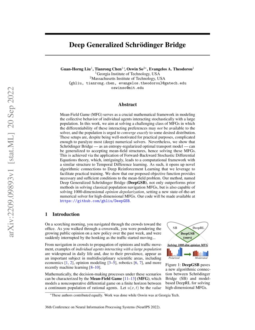 Deep Generalized Schrödinger Bridge | DeepAI
