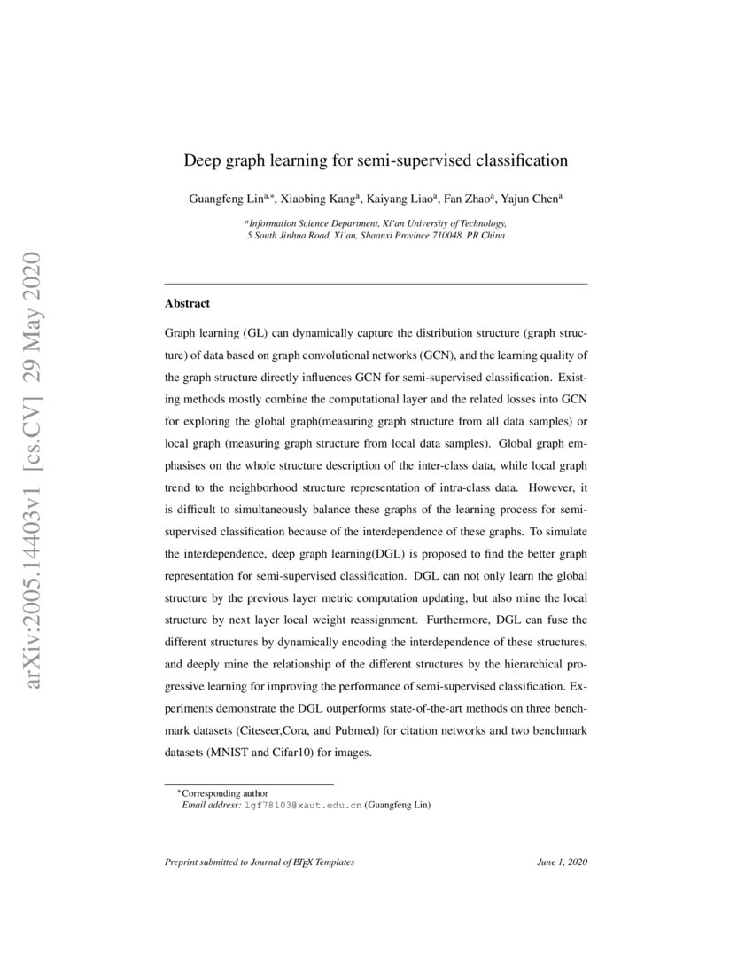 Deep graph learning for semi-supervised classification | DeepAI