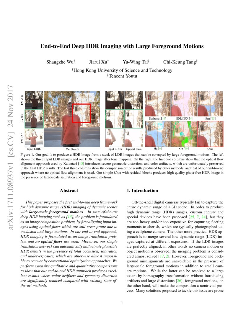Deep High Dynamic Range Imaging with Large Foreground Motions | DeepAI