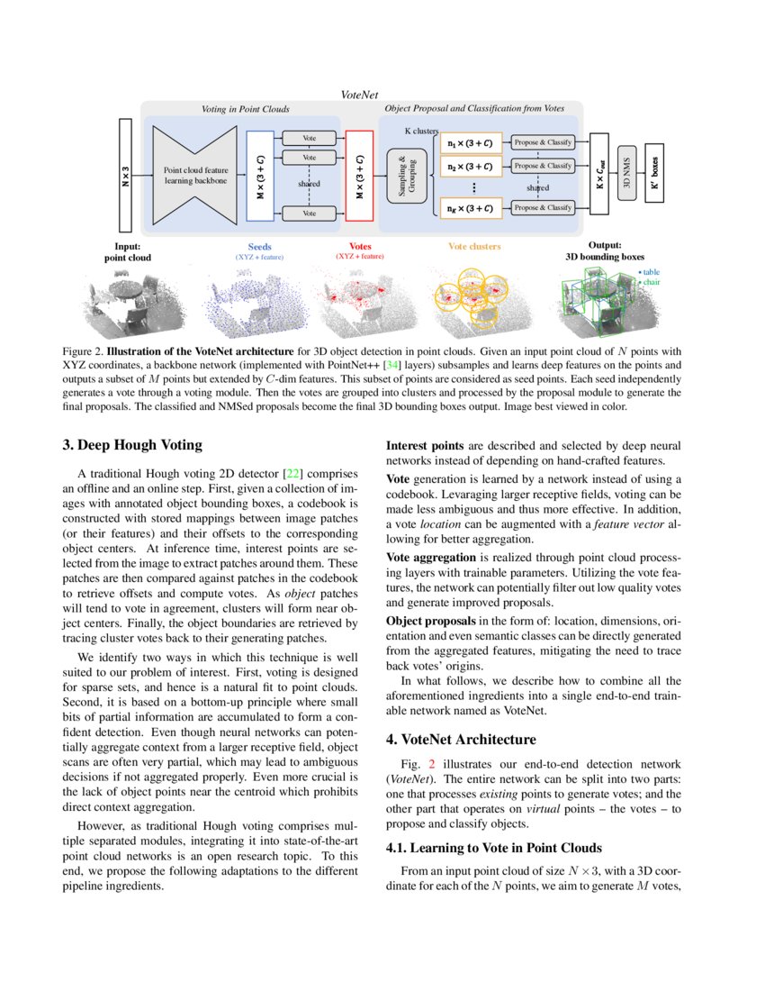 Deep Hough Voting For 3d Object Detection In Point Clouds Deepai