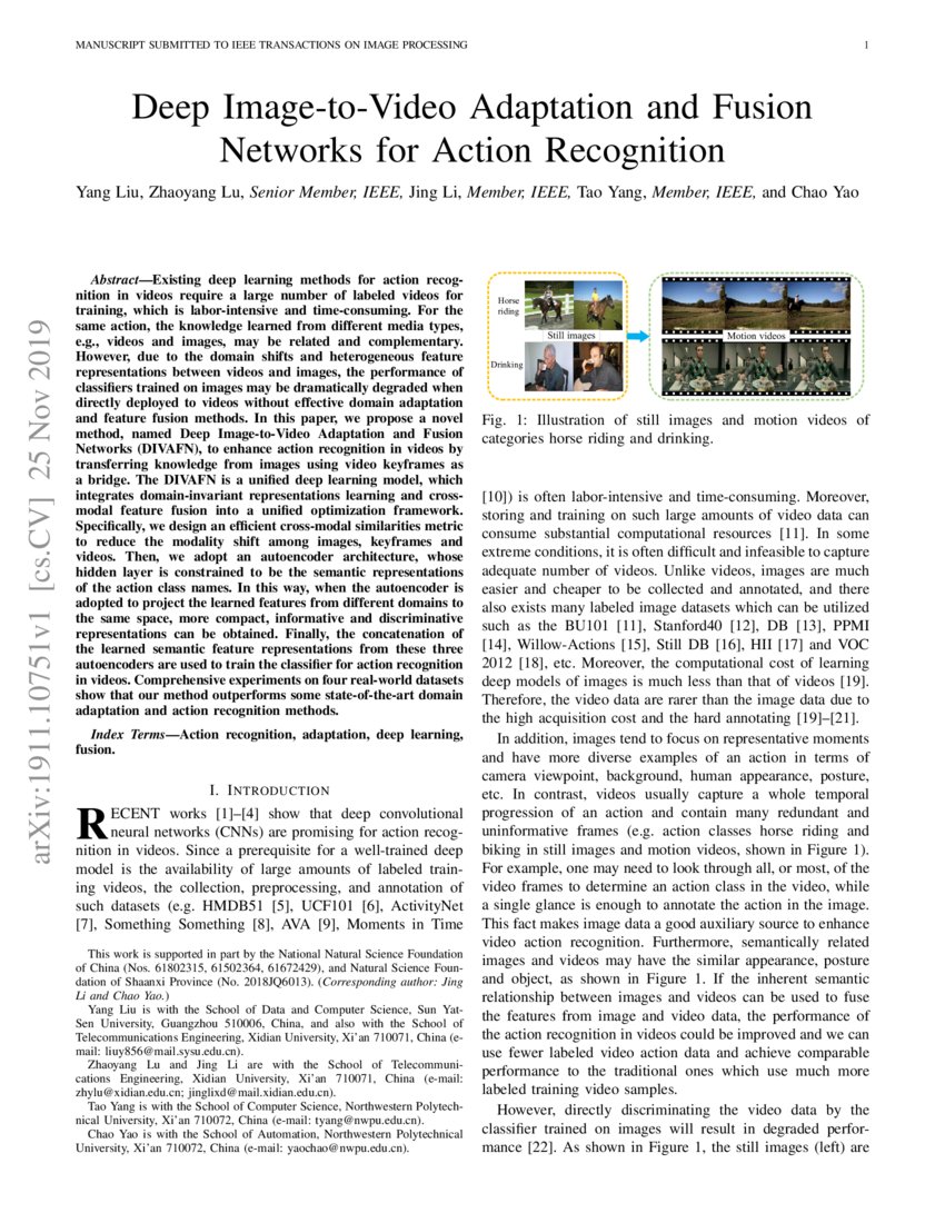 Deep Image-to-Video Adaptation and Fusion Networks for Action Recognition | DeepAI