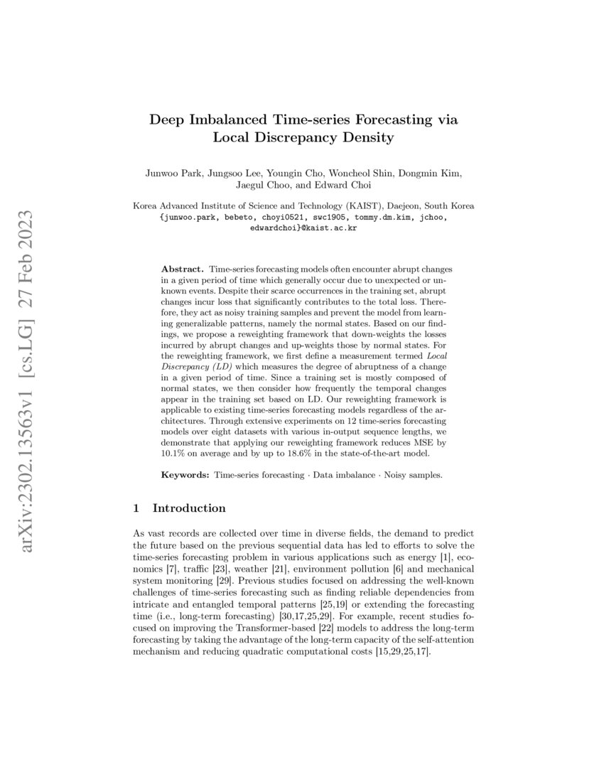 Deep Imbalanced Time Series Forecasting Via Local Discrepancy Density Deepai