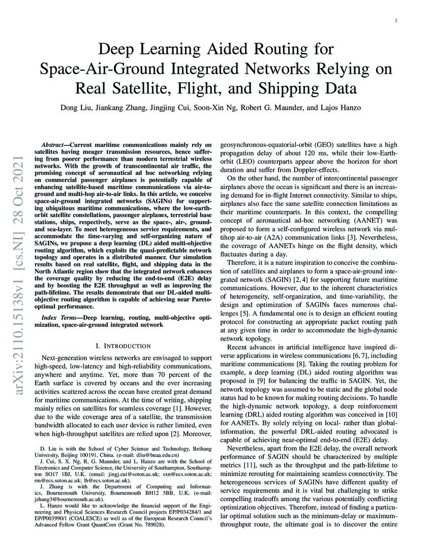 Deep Learning Aided Routing for Space-Air-Ground Integrated Networks Relying on Real Satellite ...