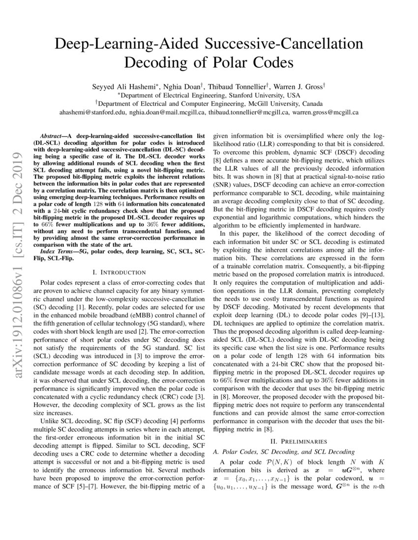 Deep-Learning-Aided Successive-Cancellation Decoding of Polar Codes | DeepAI