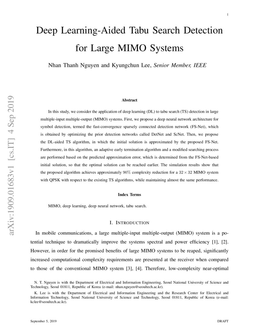 Deep Learning-Aided Tabu Search Detection for Large MIMO Systems | DeepAI
