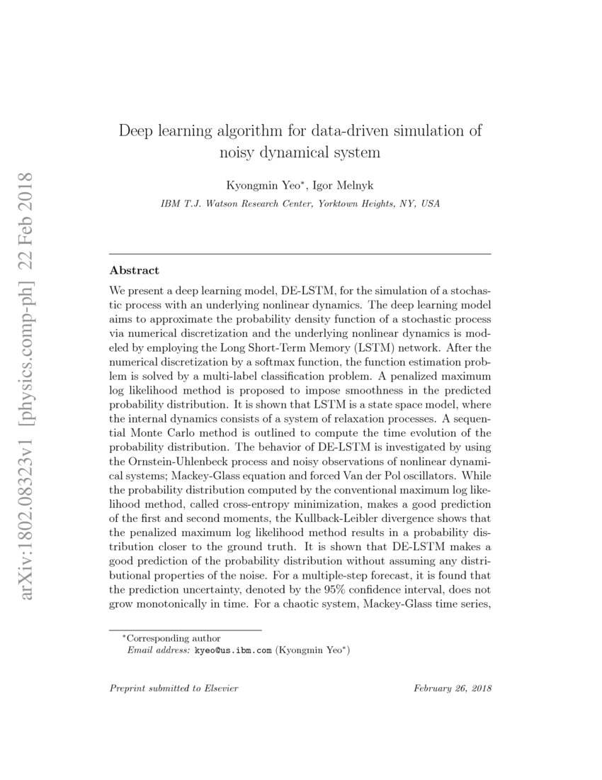 Deep learning algorithm for data-driven simulation of noisy dynamical system | DeepAI