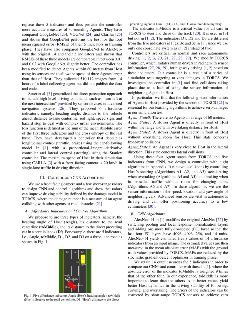 Deep Learning And Control Algorithms Of Direct Perception For Autonomous Driving Deepai