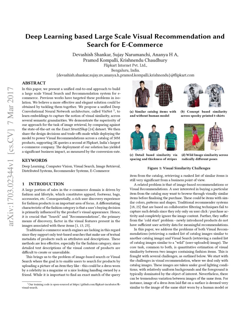 Deep Learning based Large Scale Visual Recommendation and Search for E ...