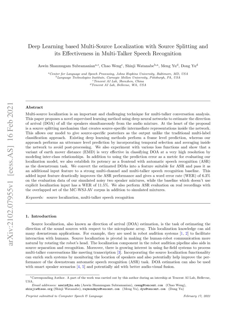 Deep Learning Based Multi Source Localization With Source Splitting And Its Effectiveness In