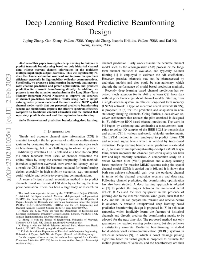 Deep Learning Based Predictive Beamforming Design | DeepAI Deep Learning Based Predictive Beamforming Design | DeepAI