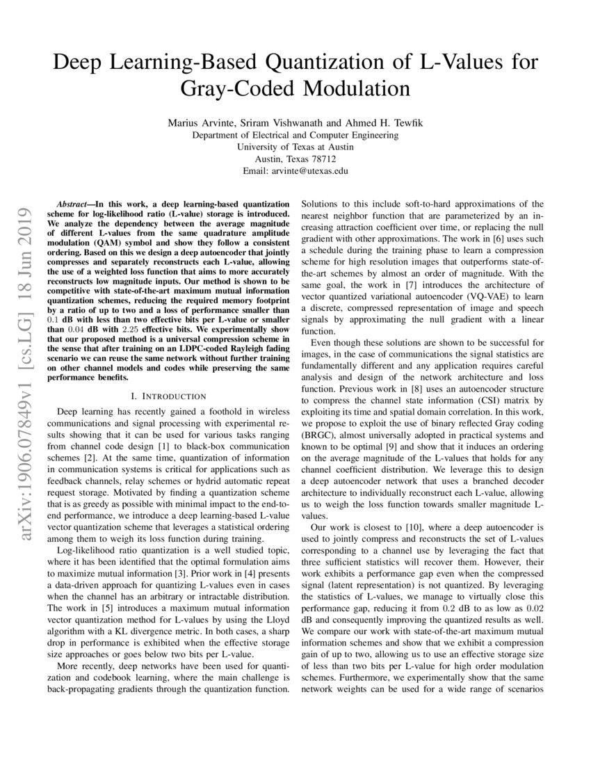 Deep Learning-Based Quantization of L-Values for Gray-Coded Modulation | DeepAI