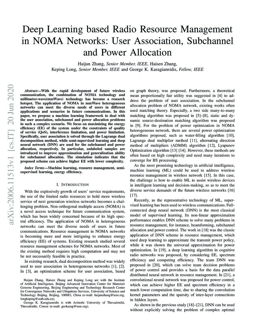 Deep Learning Based Radio Resource Management In Noma Networks User
