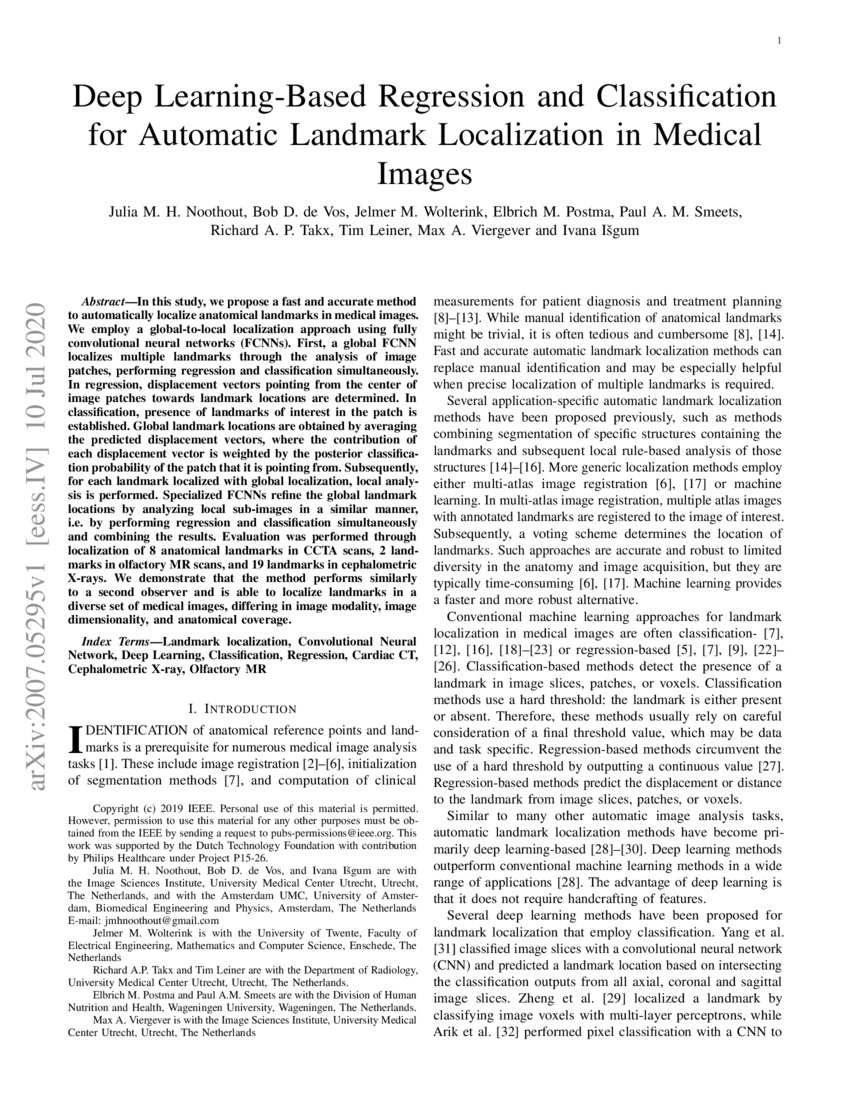 Deep Learning Based Regression And Classification For Automatic Landmark Localization In Medical