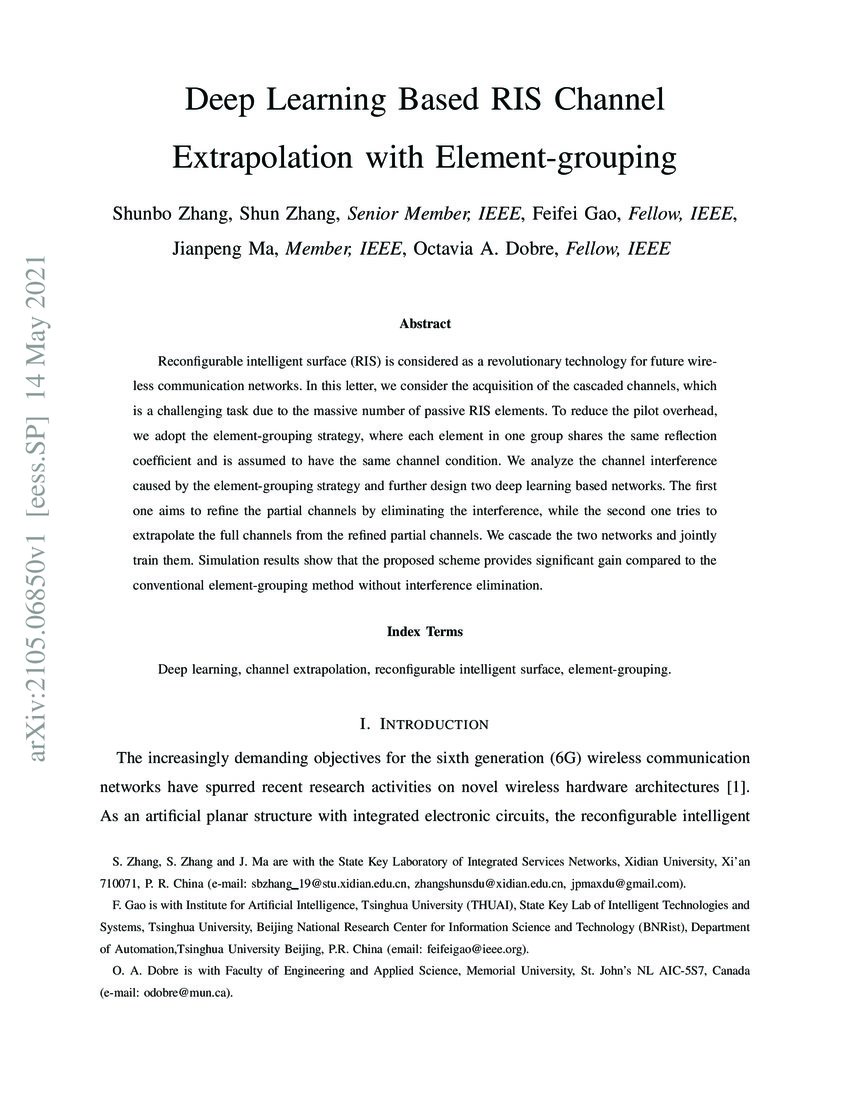 Deep Learning Based RIS Channel Extrapolation with Element-grouping | DeepAI