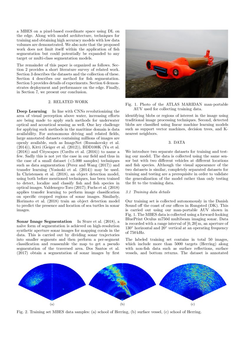 Deep Learning based Segmentation of Fish in Noisy Forward Looking MBES ...