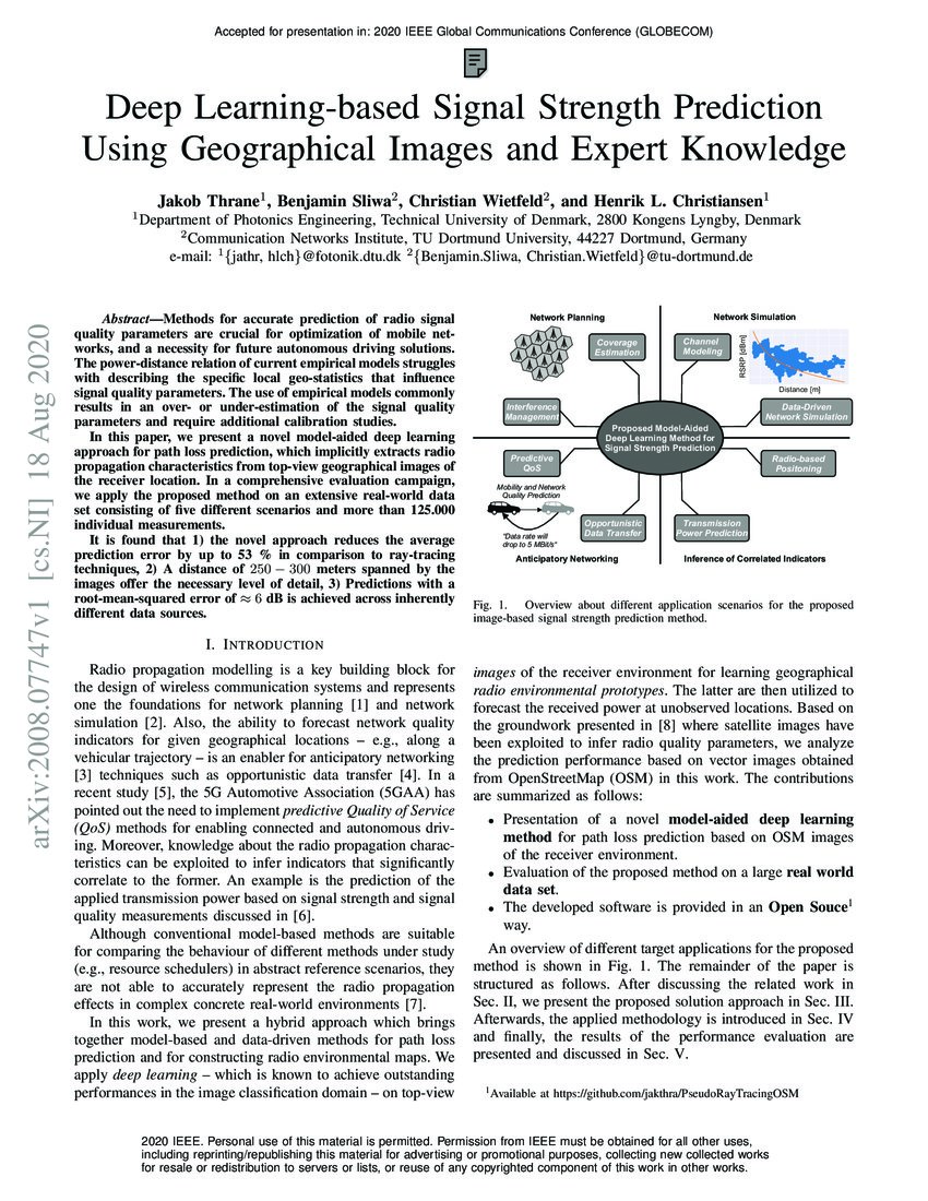 Deep Learning-based Signal Strength Prediction Using Geographical Images and Expert Knowledge ...