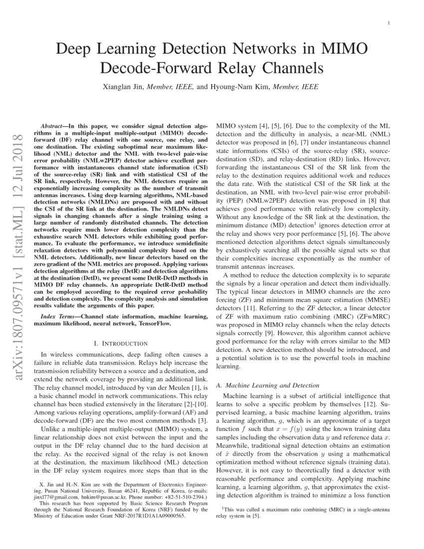 Deep Learning Detection Networks in MIMO Decode-Forward Relay Channels | DeepAI