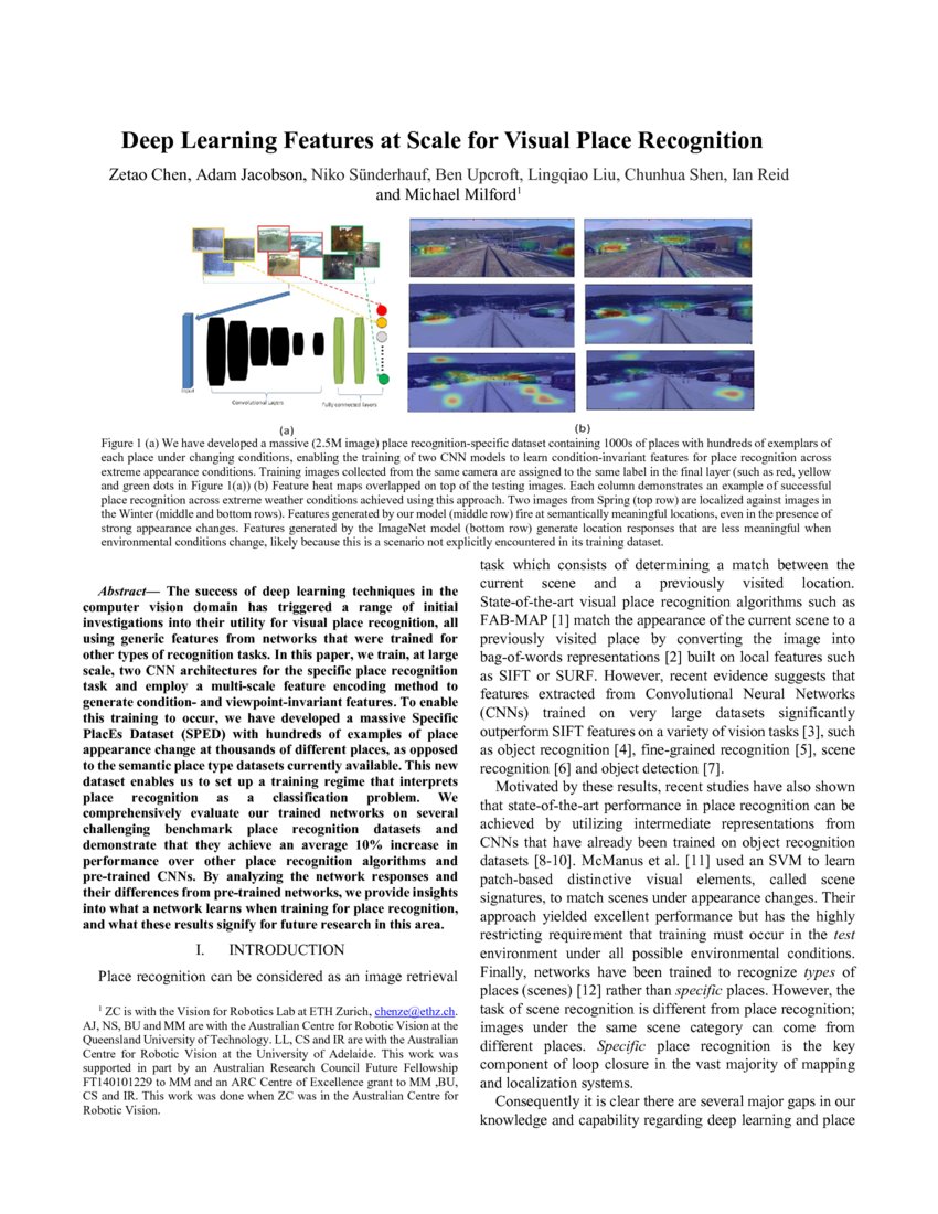 Deep Learning Features at Scale for Visual Place Recognition | DeepAI