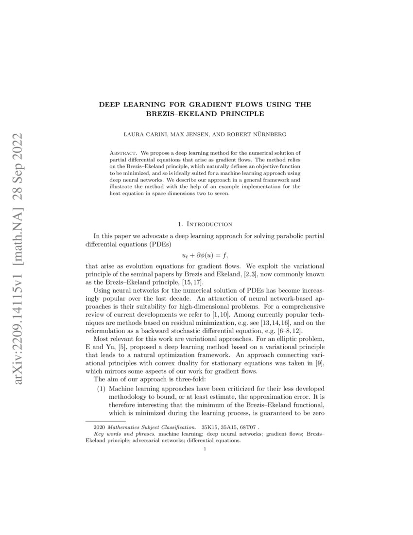 Deep learning for gradient flows using the Brezis-Ekeland principle | DeepAI