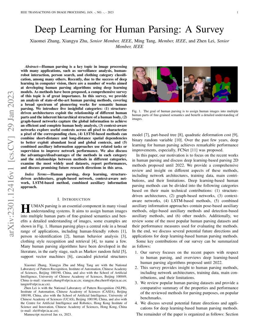 Deep Learning For Human Parsing A Survey Deepai