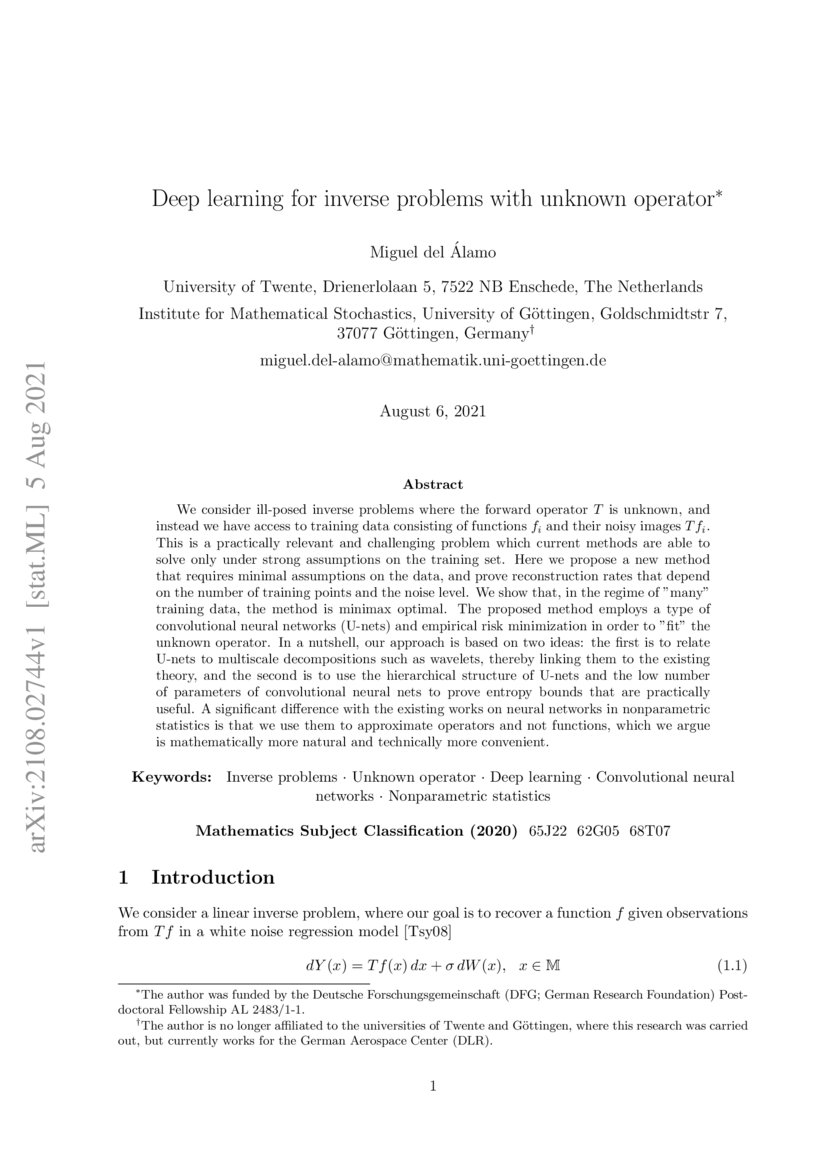 Deep Learning For Inverse Problems With Unknown Operator DeepAI Deep Learning For Inverse Problems With Unknown Operator DeepAI