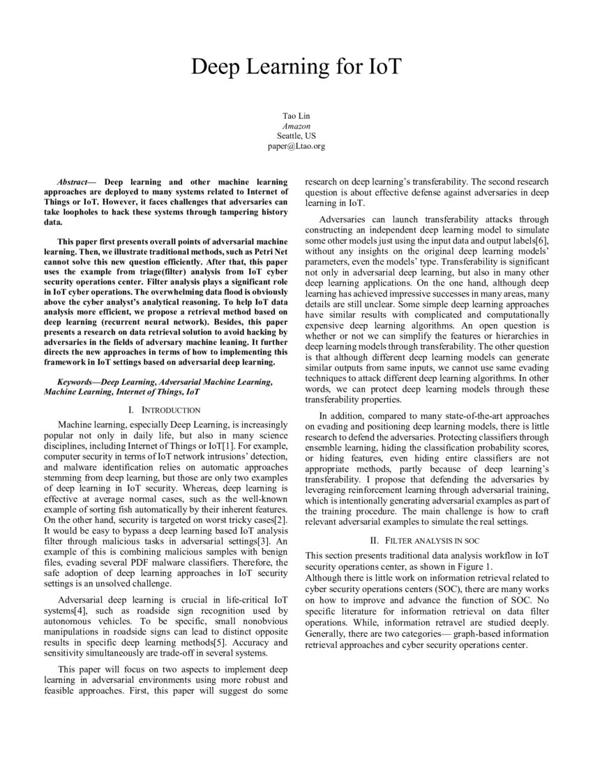 Deep Learning for IoT | DeepAI