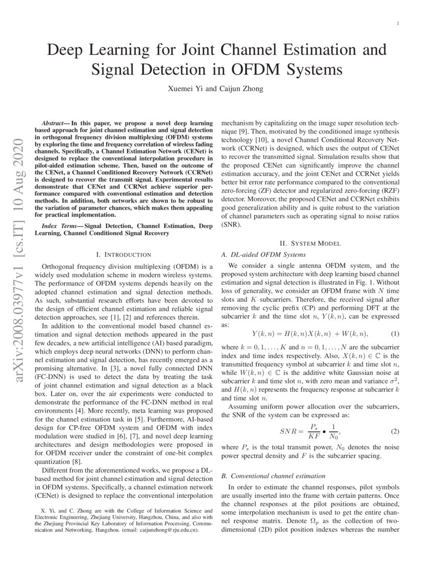 Deep Learning for Joint Channel Estimation and Signal Detection in OFDM Systems | DeepAI
