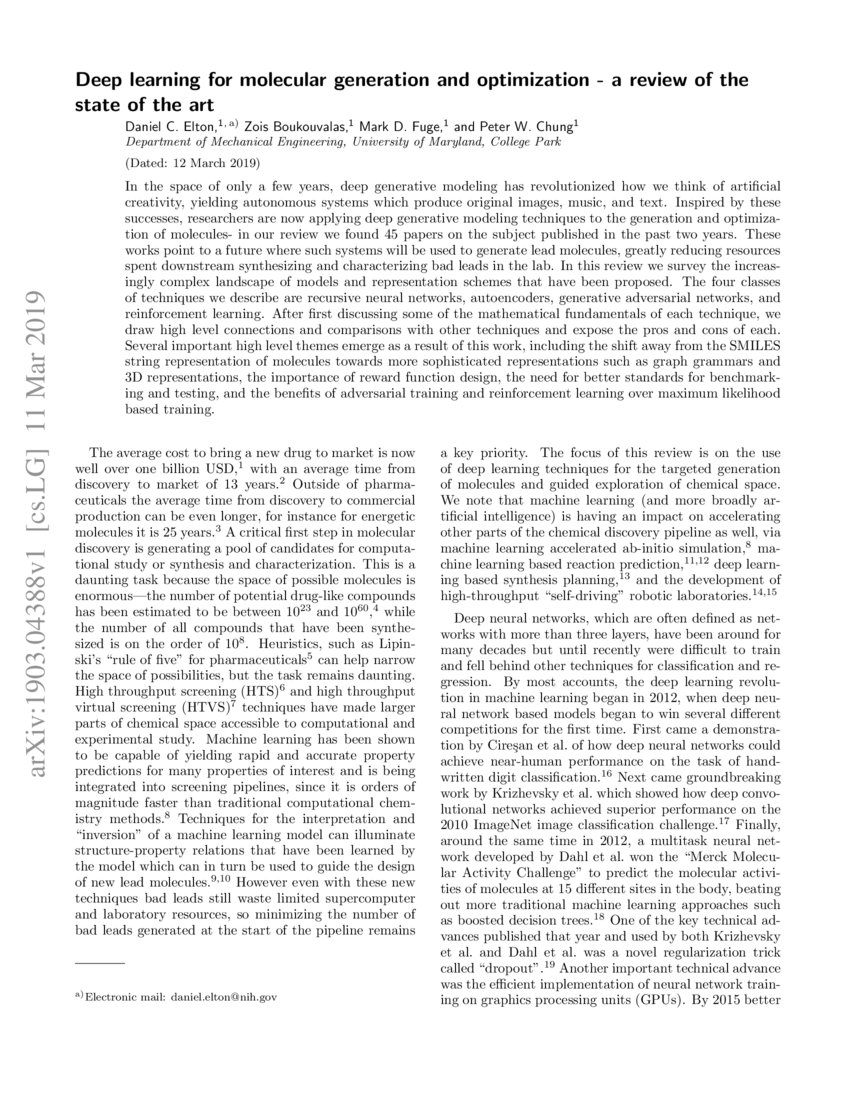 Deep learning for molecular generation and optimization - a review of ...