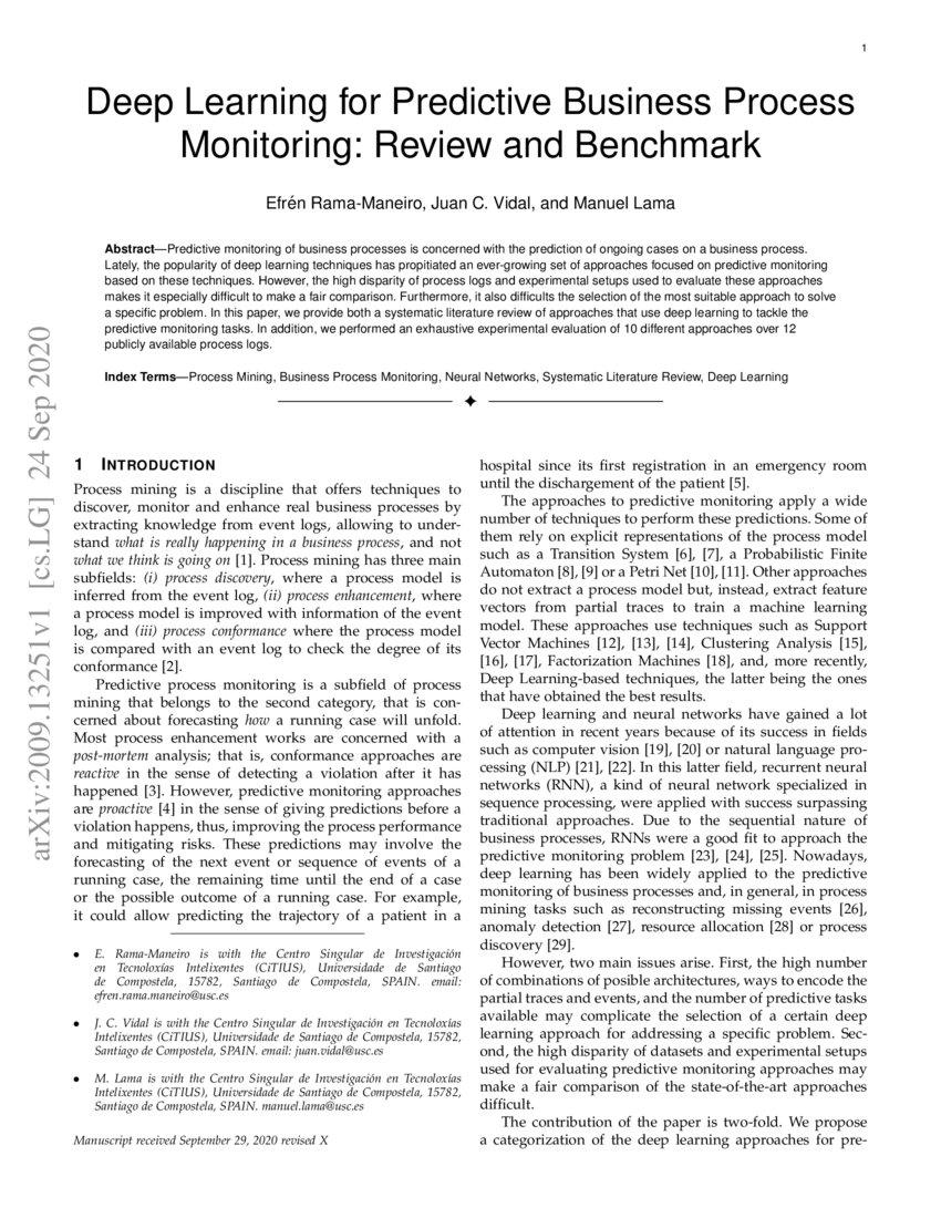 Deep Learning for Predictive Business Process Monitoring: Review and Benchmark | DeepAI