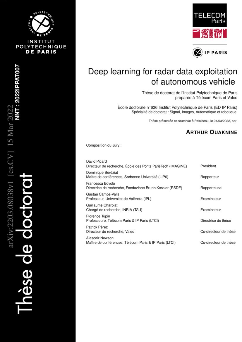Deep learning for radar data exploitation of autonomous vehicle | DeepAI
