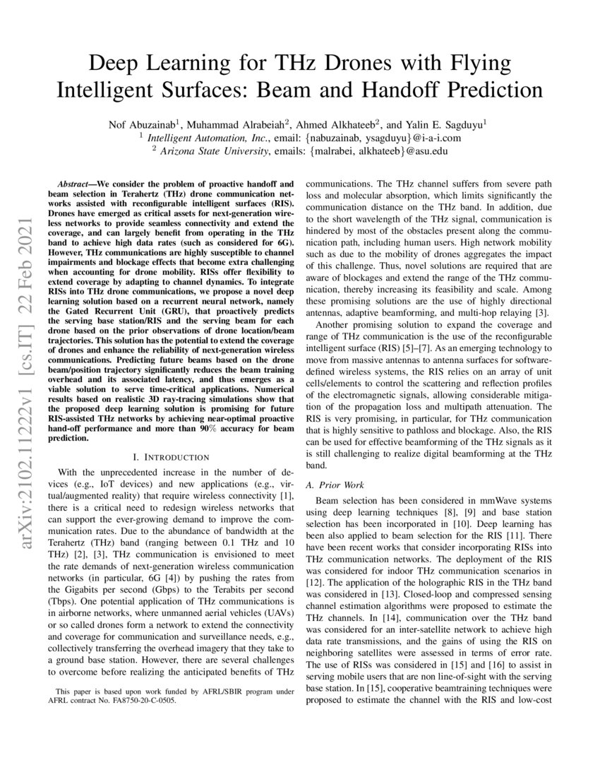 Deep Learning for THz Drones with Flying Intelligent Surfaces: Beam and ...