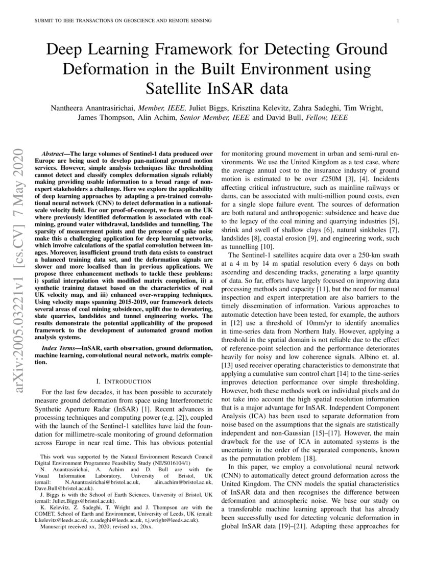 Deep Learning Framework For Detecting Ground Deformation In The Built Environment Using