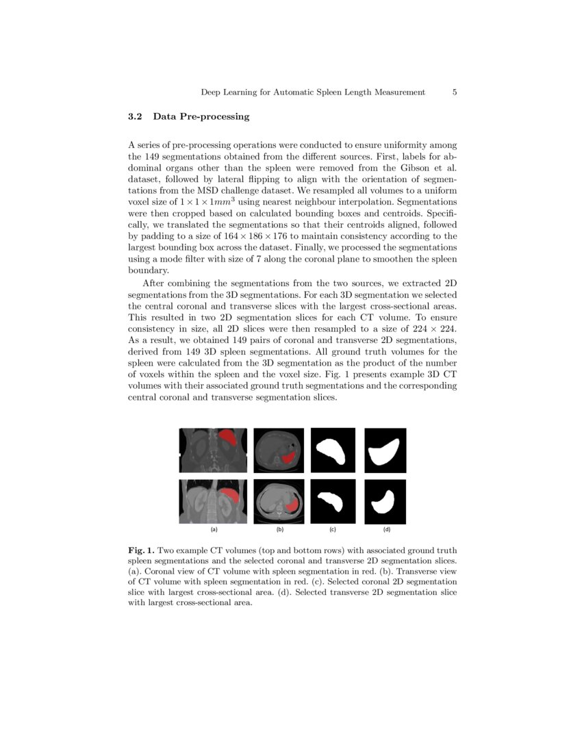 Deep Learning Framework For Spleen Volume Estimation From 2d Cross Sectional Views Deepai