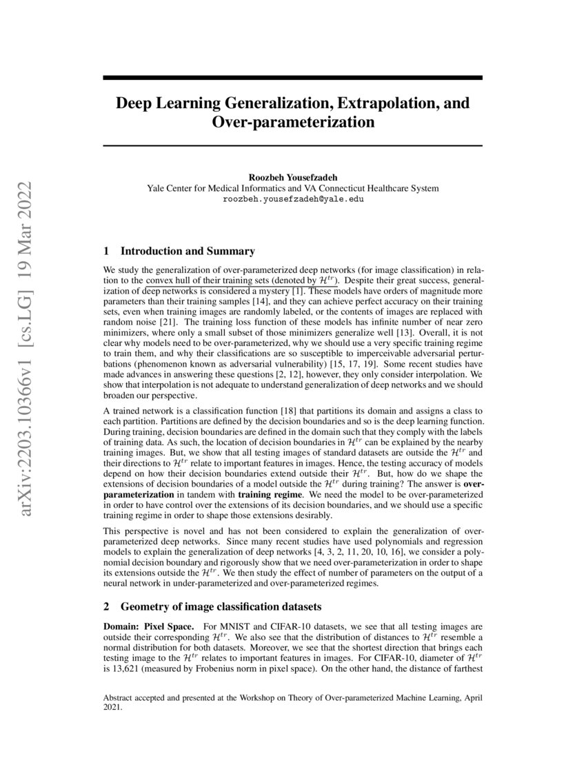 Deep Learning Generalization, Extrapolation, and Over-parameterization ...