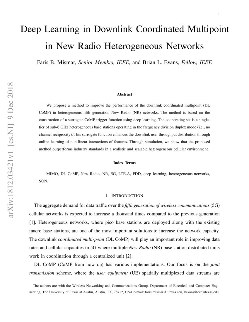 Deep Learning in Downlink Coordinated Multipoint in New Radio ...