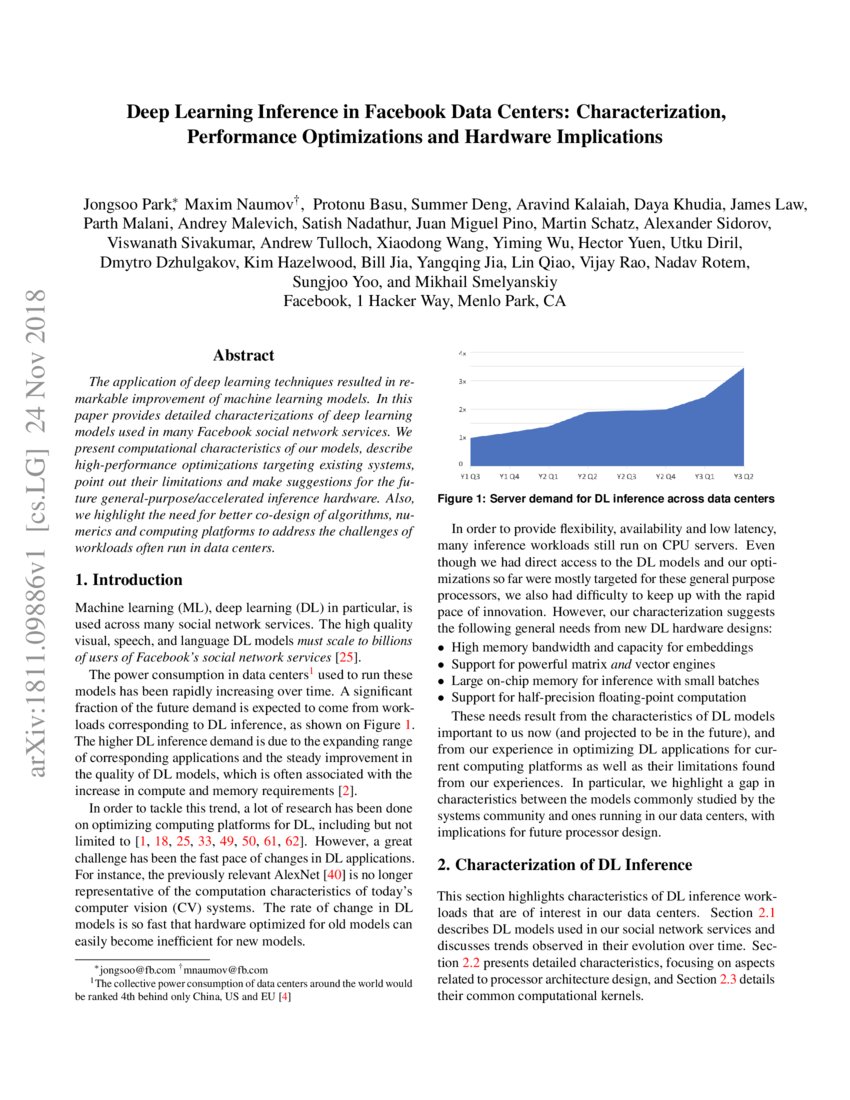 Deep Learning Inference in Facebook Data Centers: Characterization, Performance Optimizations ...