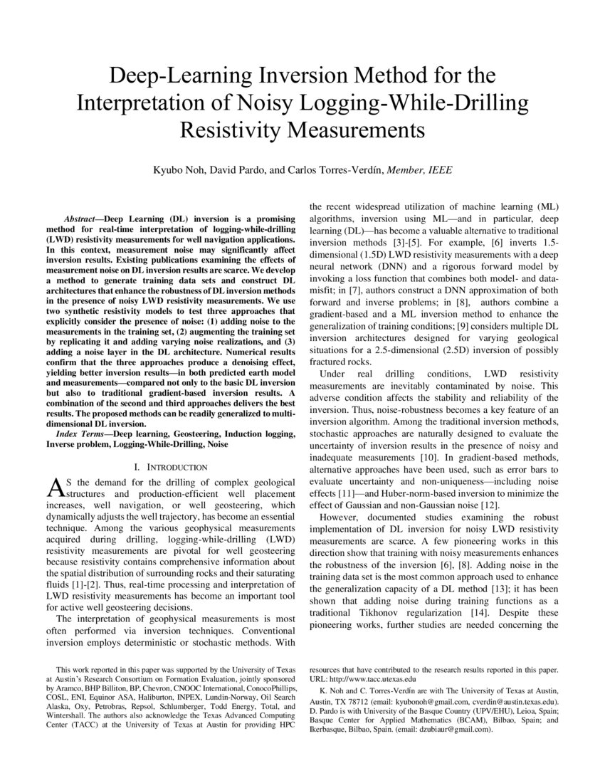Deep-Learning Inversion Method for the Interpretation of Noisy Logging-While-Drilling ...